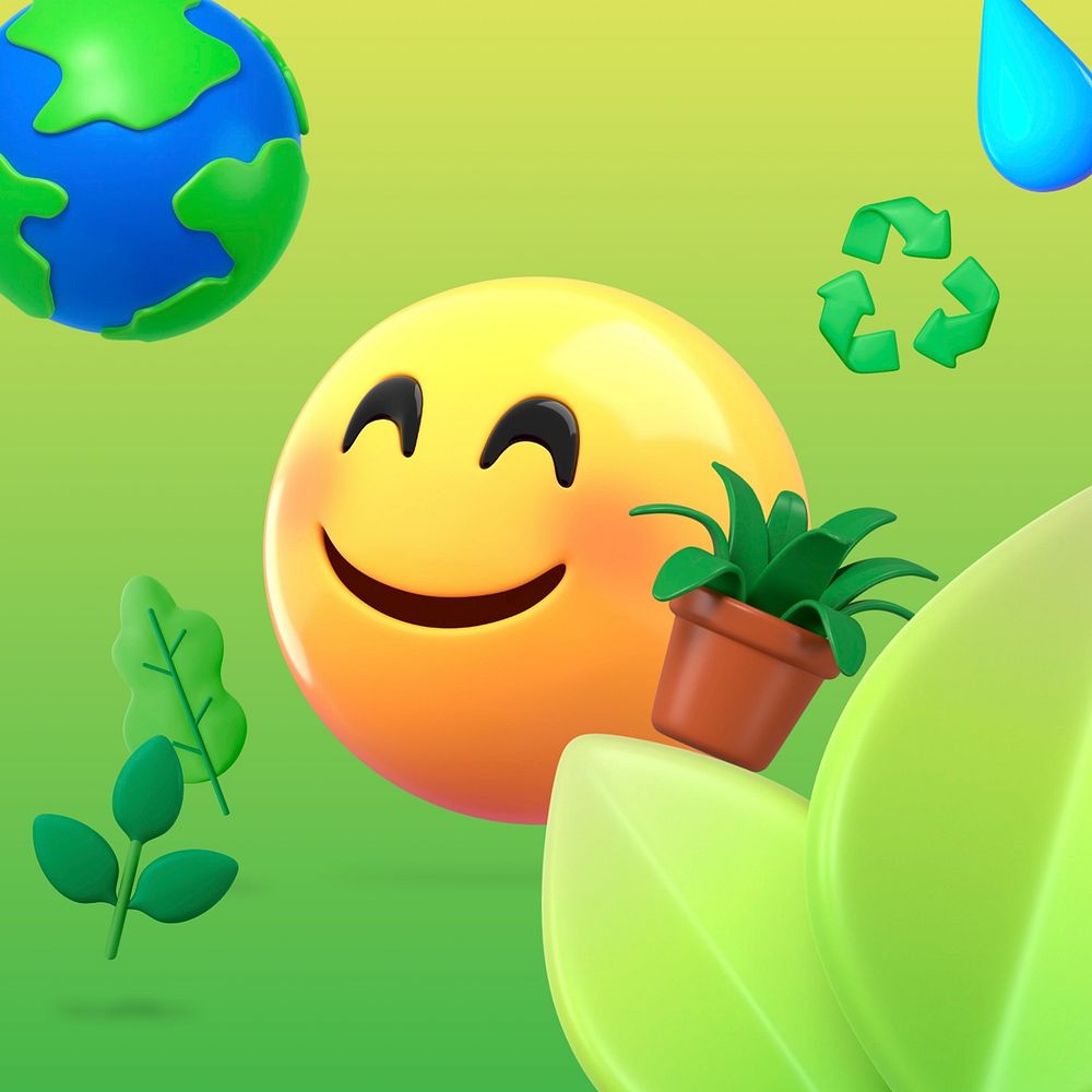 3D green environment emoticon illustration | Premium Photo - rawpixel