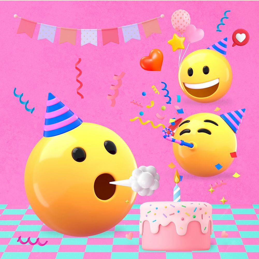 Birthday party emoticon, 3D colorful | Premium Photo - rawpixel