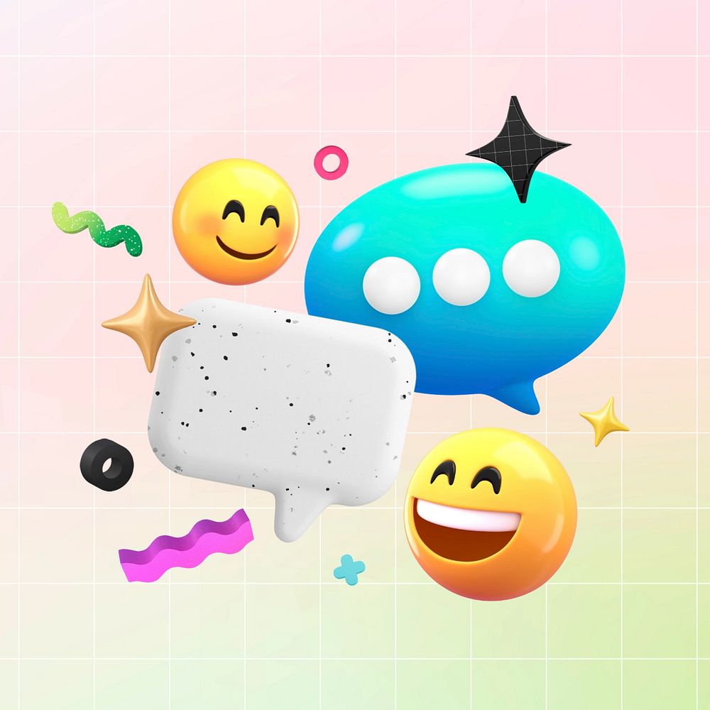 3D texting emoticons, pink gradient | Premium Photo - rawpixel
