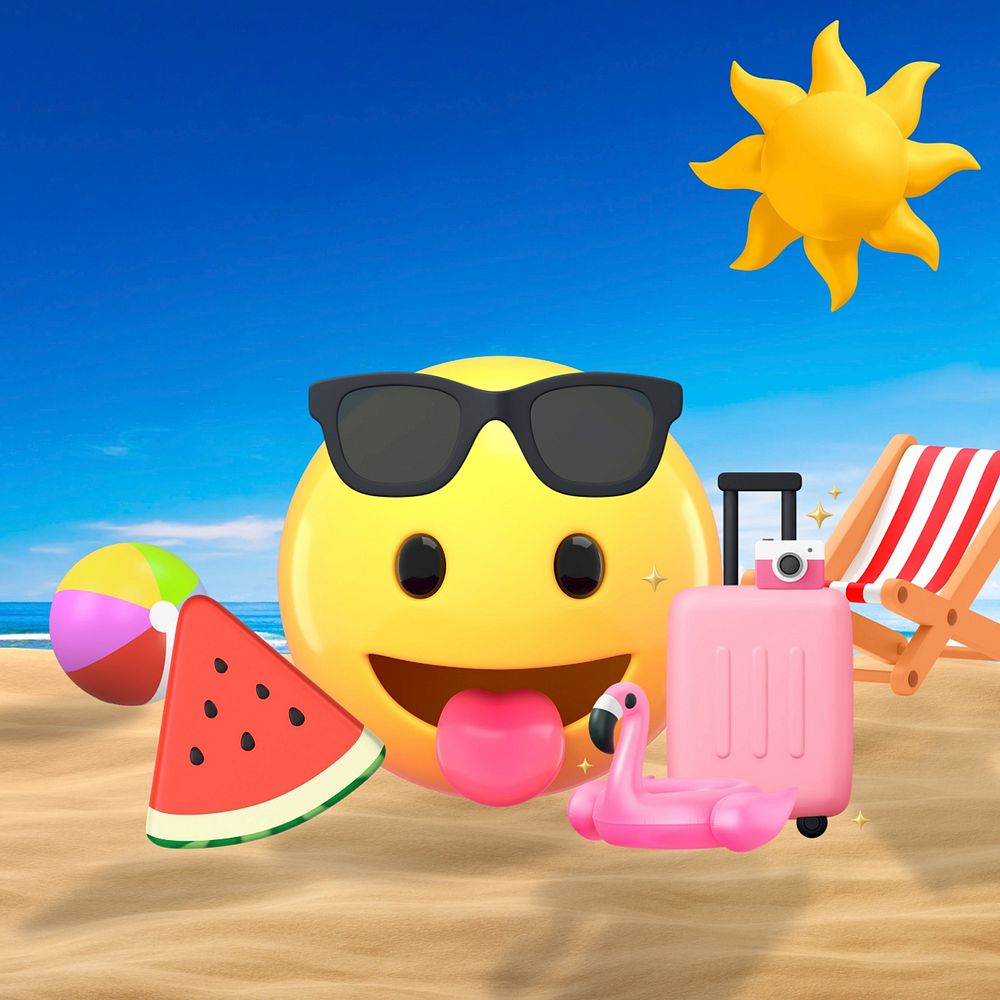 Summer travel 3D emoticons illustration | Premium Photo - rawpixel