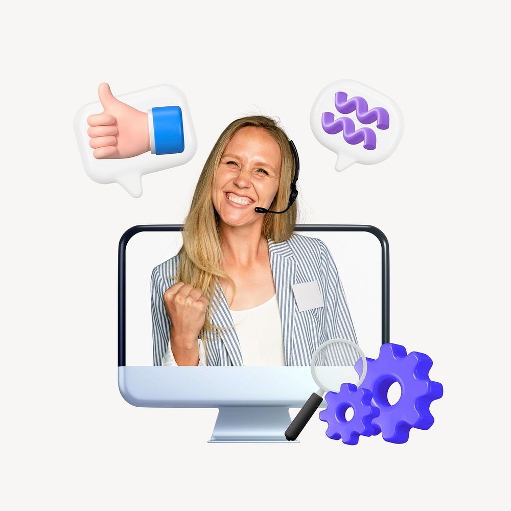 Happy call center woman, 3D | Free Photo - rawpixel