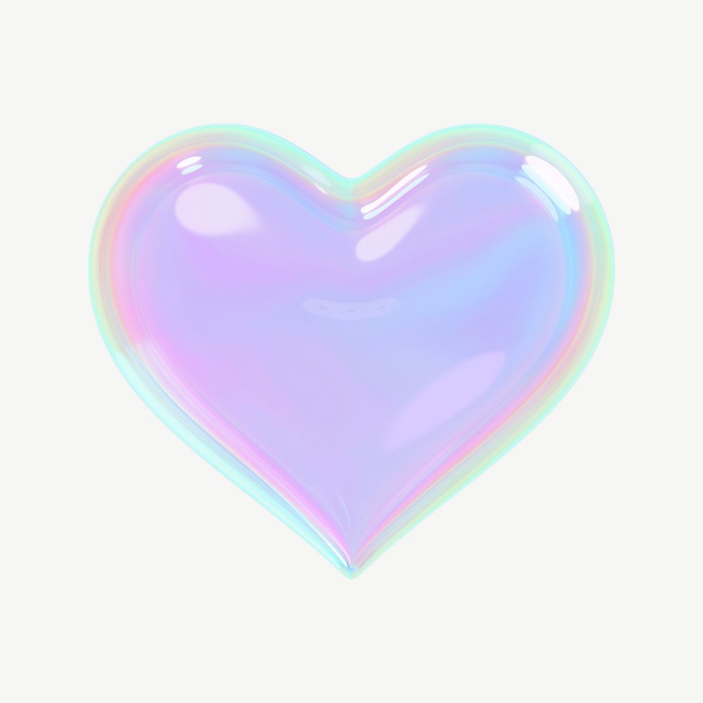 Aesthetic holographic heart, 3D collage | Premium PSD - rawpixel