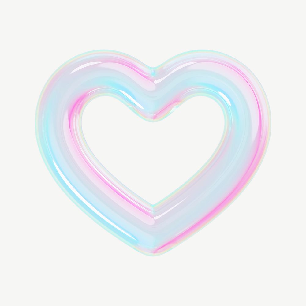 Aesthetic holographic heart, 3D collage | Premium PSD - rawpixel