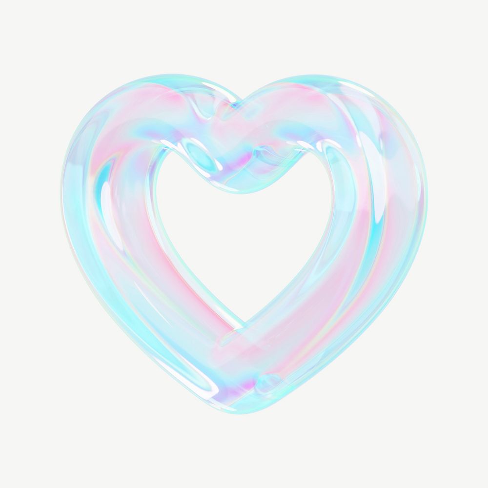 Aesthetic holographic heart, 3D collage | Premium PSD - rawpixel