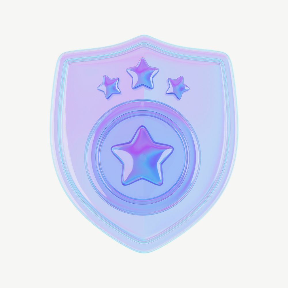 Iridescent police badge, 3D collage | Premium PSD - rawpixel