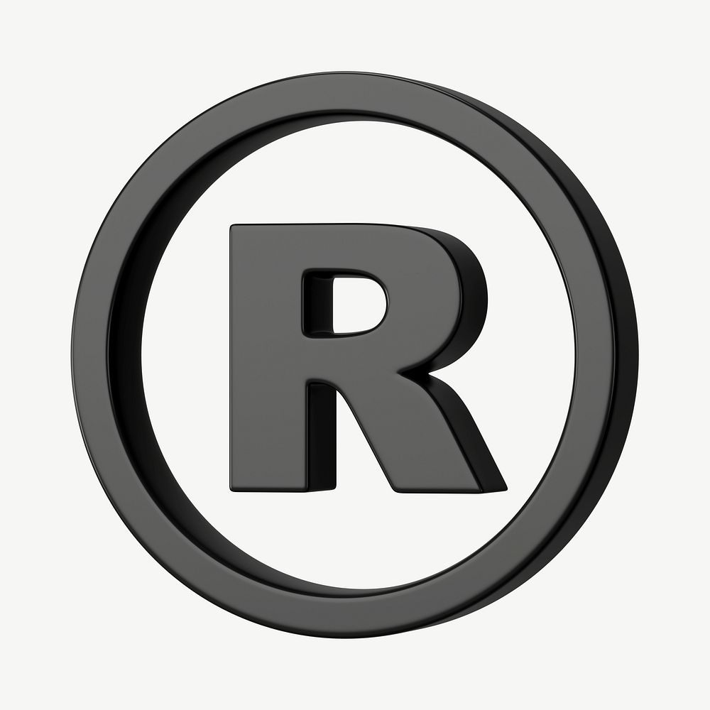 Black registered trademark symbol, 3D | Premium PSD - rawpixel