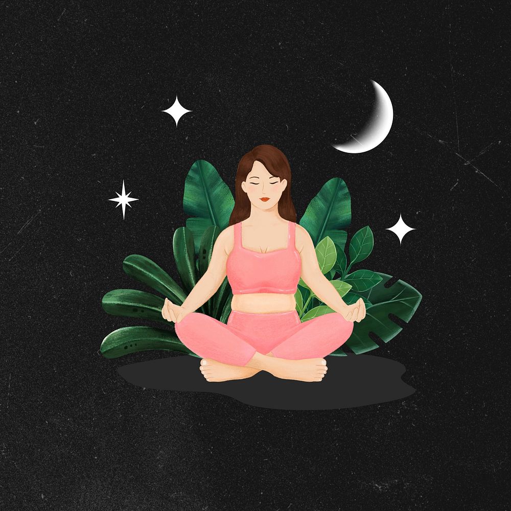 Meditating woman, wellness character illustration | Premium Photo ...