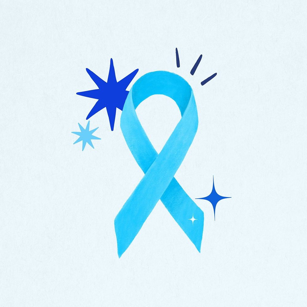 Blue ribbon, cancer awareness illustration | Premium Photo - rawpixel