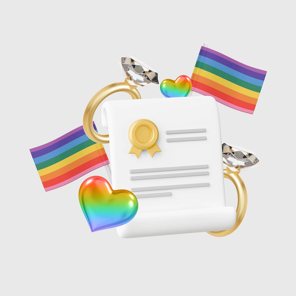 Gay marriage certificate, 3D LGBTQ | Premium PSD - rawpixel