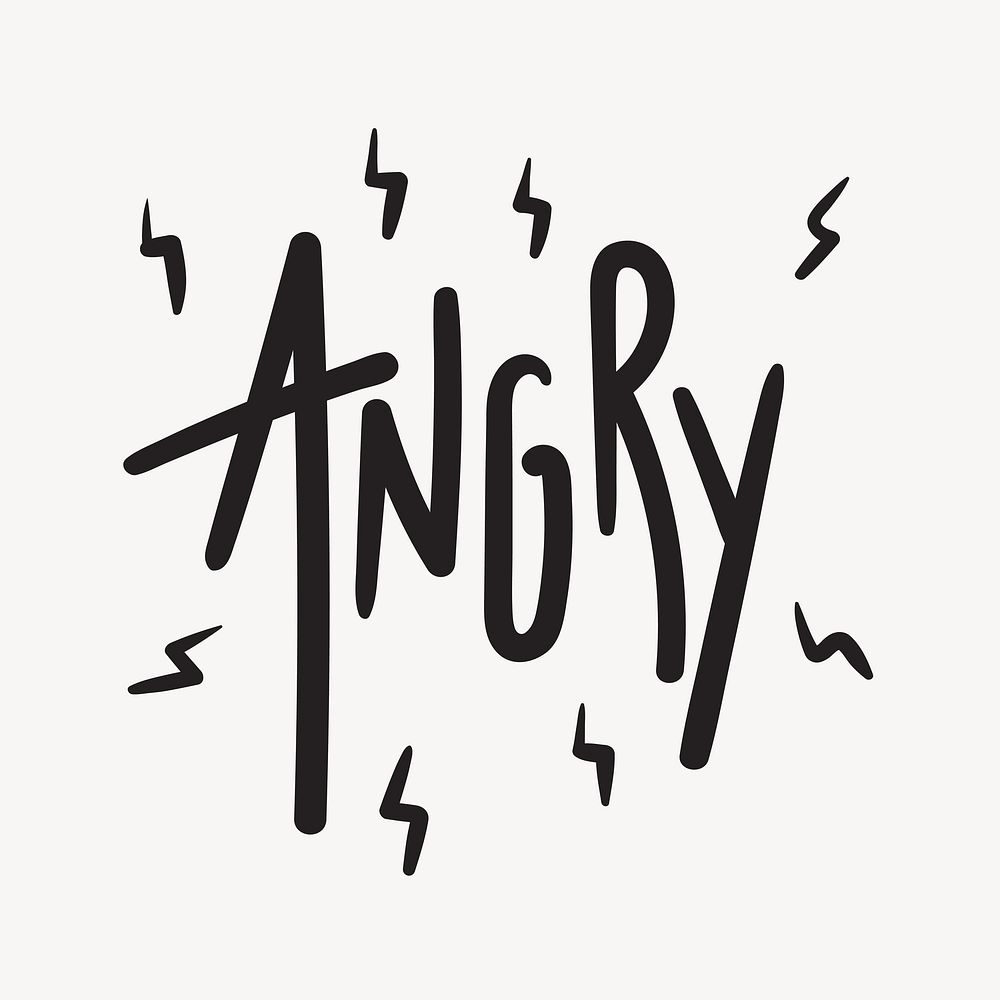 Angry word, black text & | Premium Vector - rawpixel