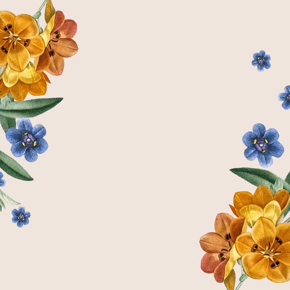 Floral border background, beige design | Premium Photo - rawpixel