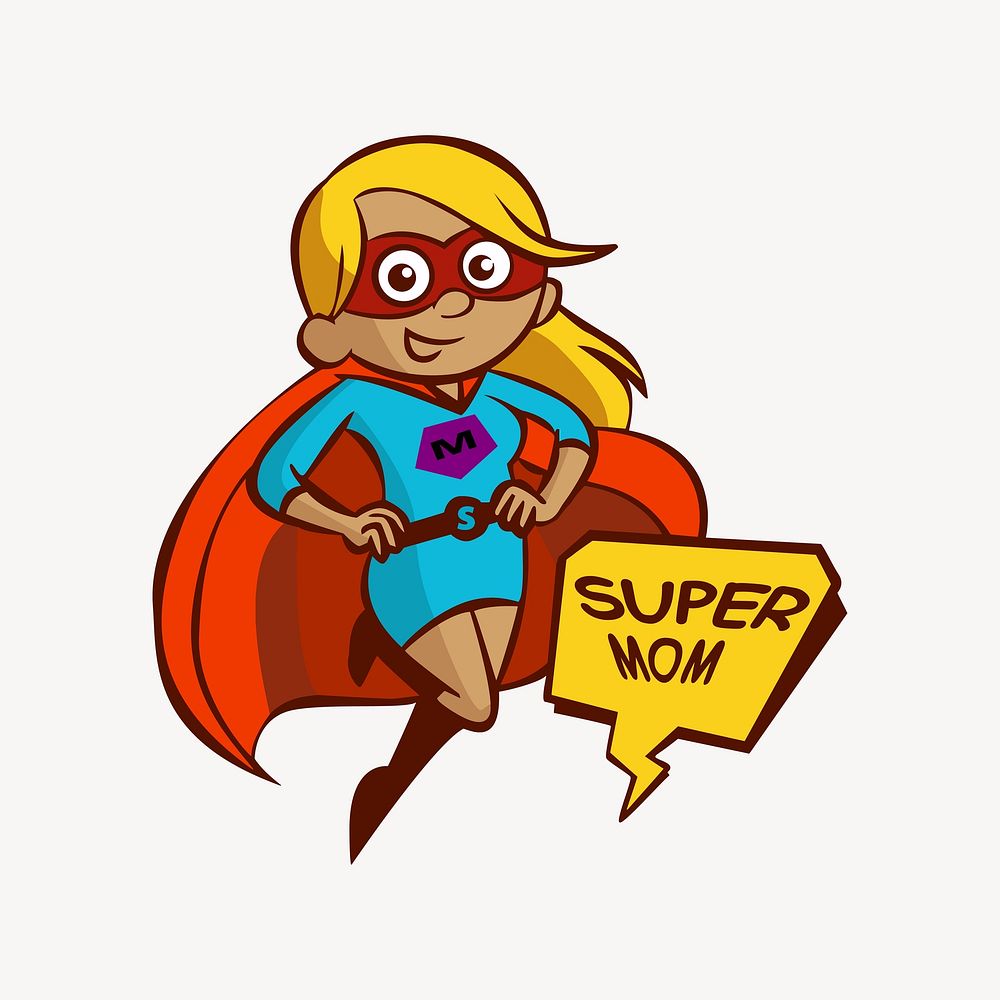 Super mom clipart illustration vector. | Free Vector - rawpixel
