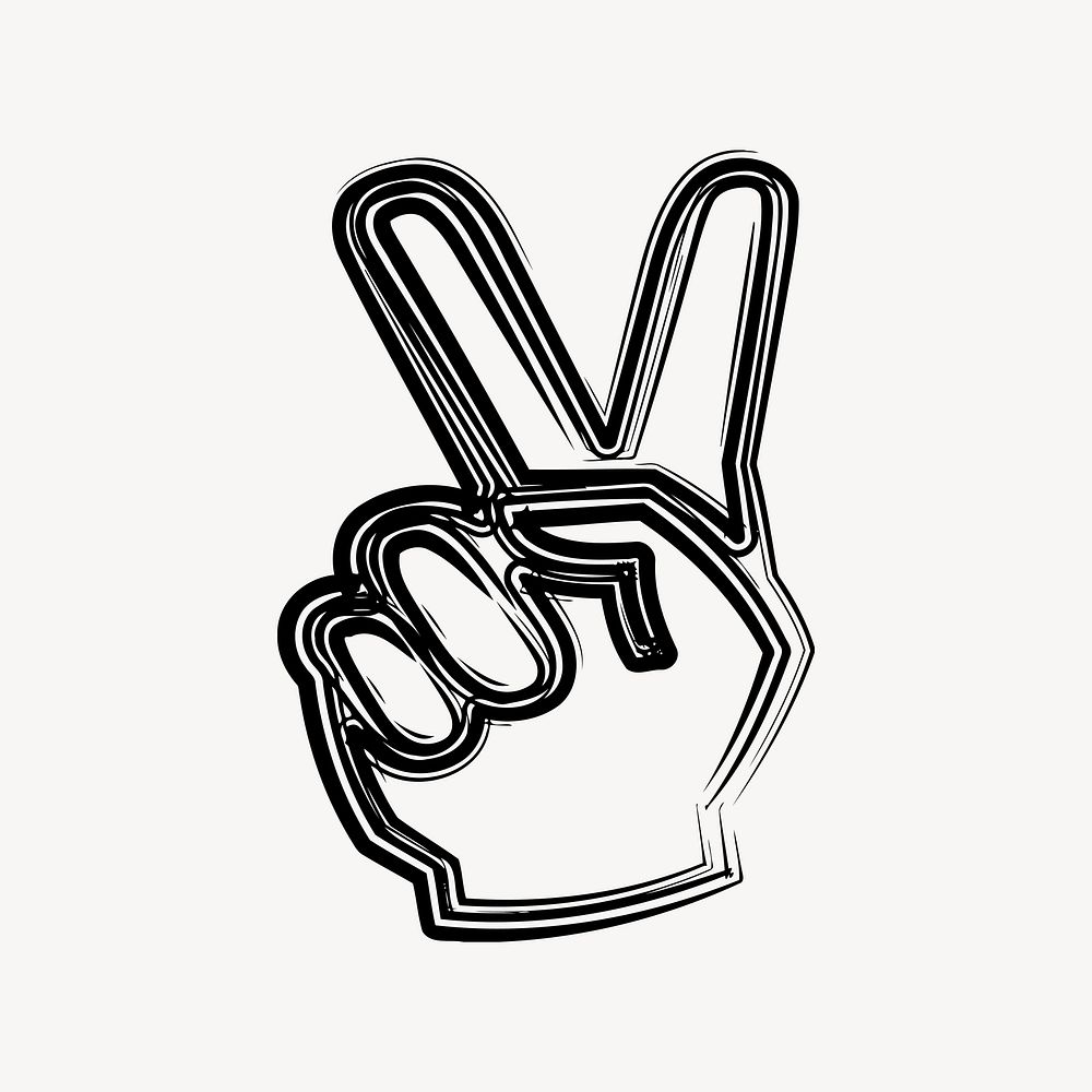 Hand V sign clipart illustration | Free Vector - rawpixel