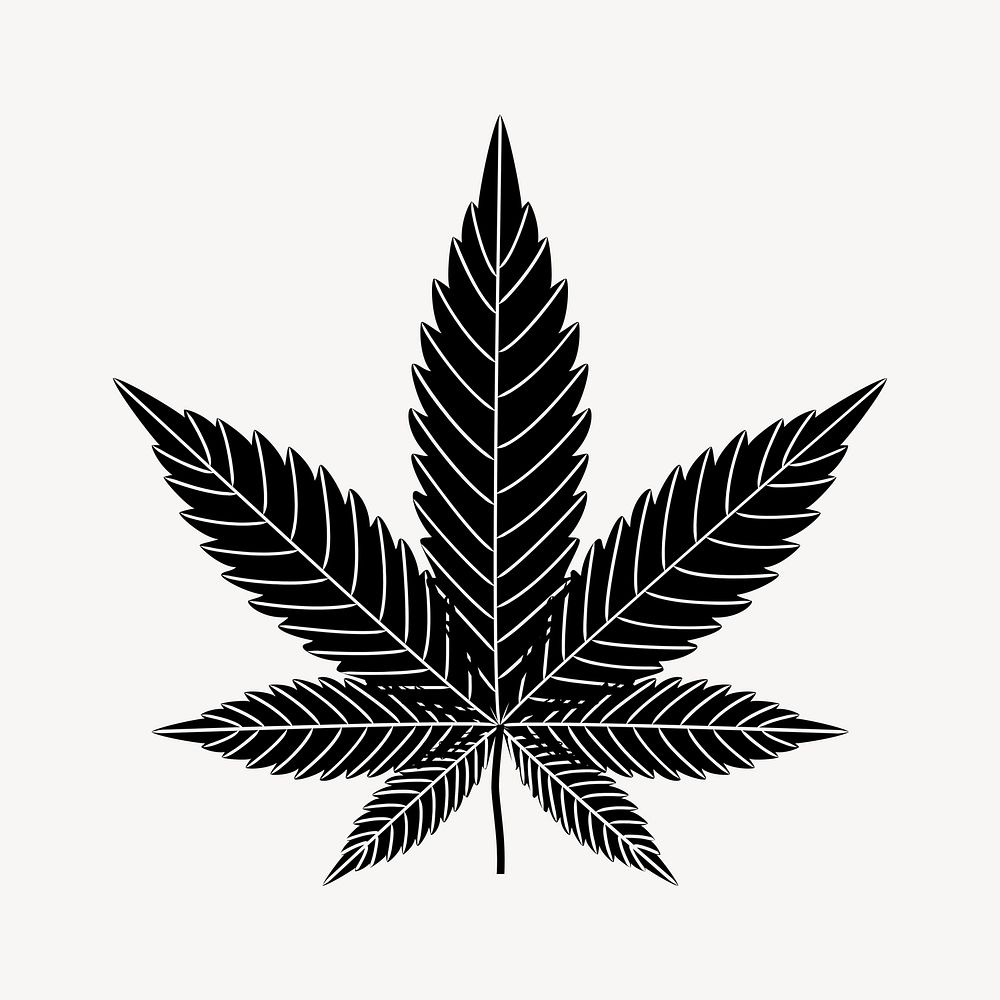 Weed leaf clipart illustration vector. | Free Vector - rawpixel