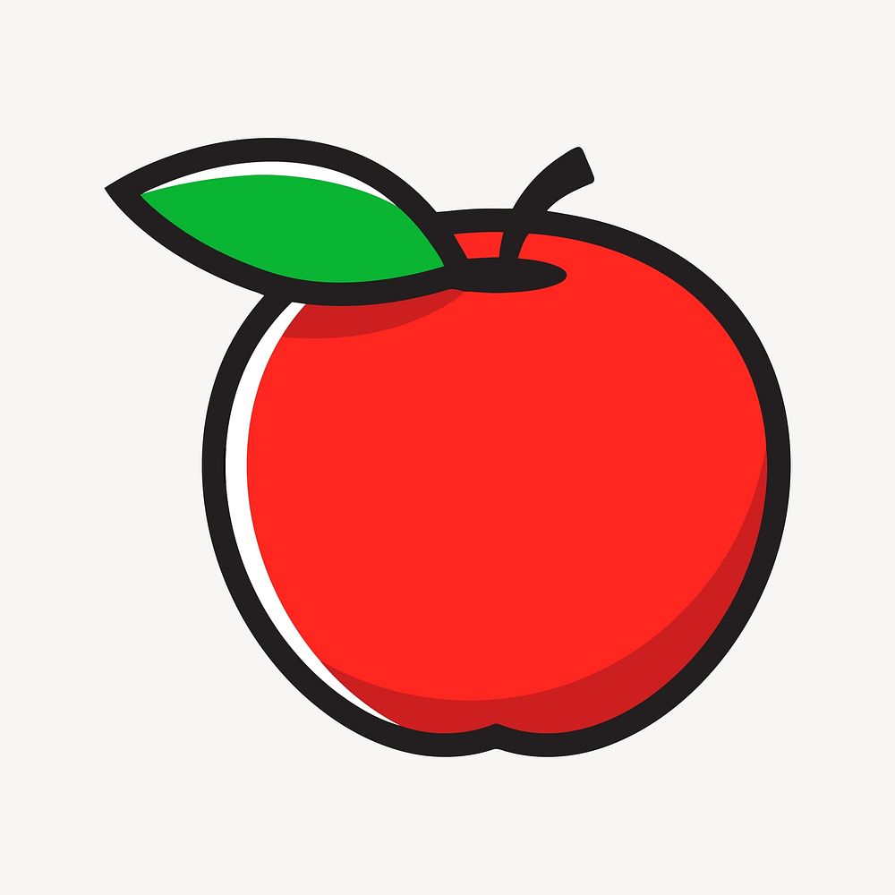 Red apple clipart illustration vector | Free Vector - rawpixel