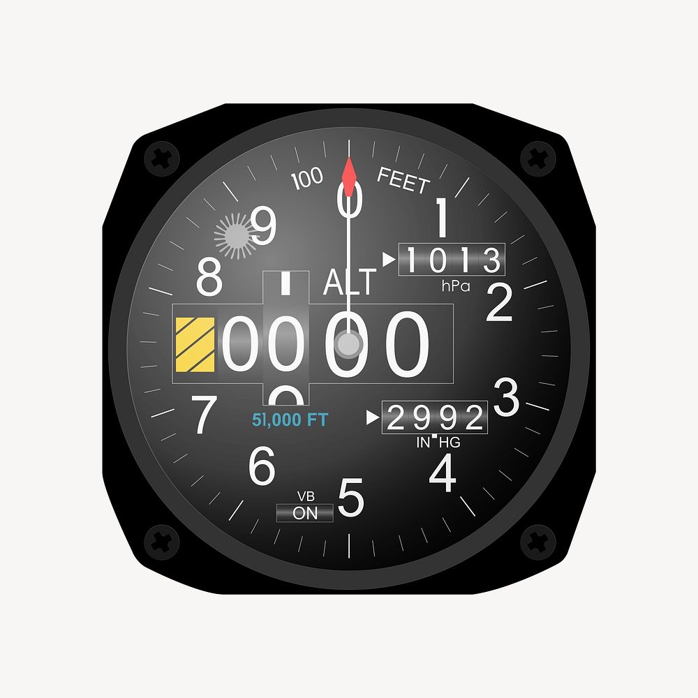 Altimeter clock clipart illustration vector | Free Vector - rawpixel