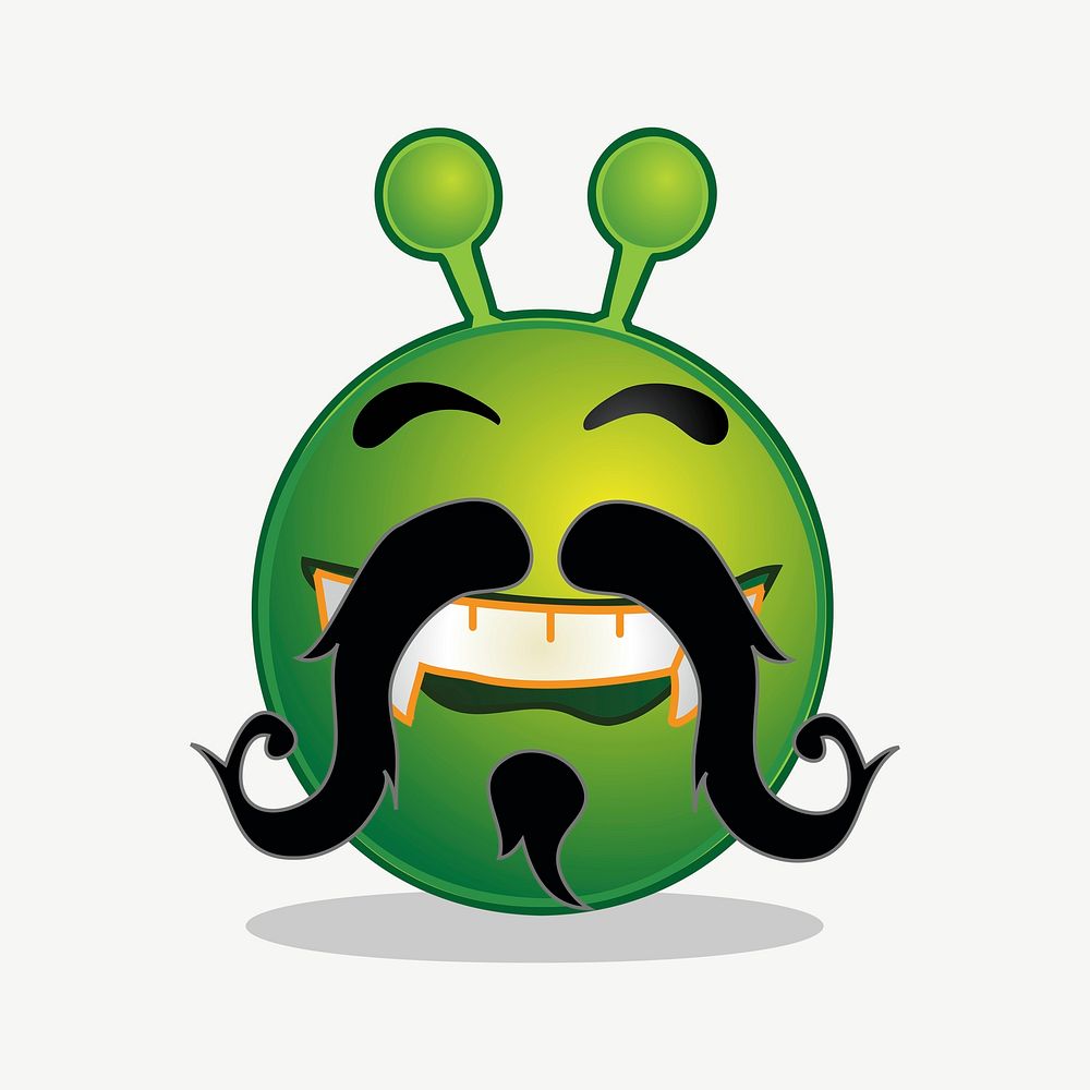 Bearded alien cartoon clipart illustration | Free PSD - rawpixel