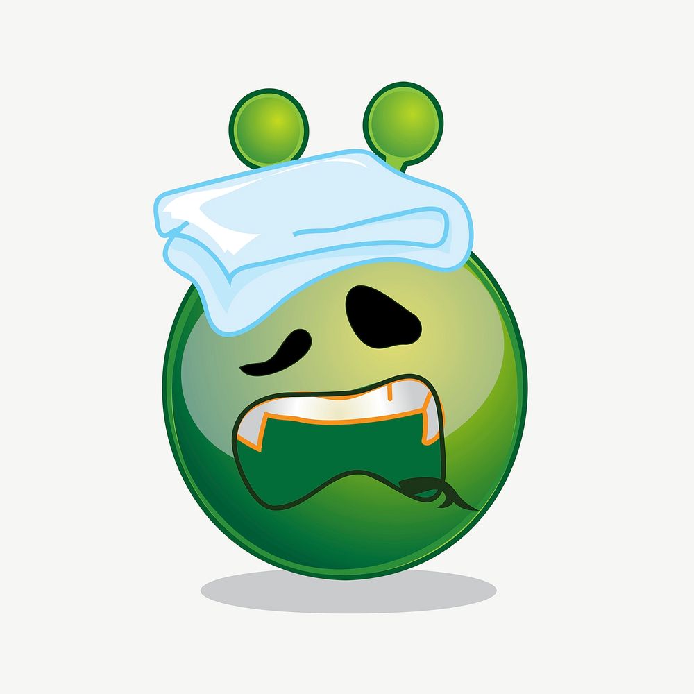 Sick alien cartoon clipart illustration | Free PSD - rawpixel