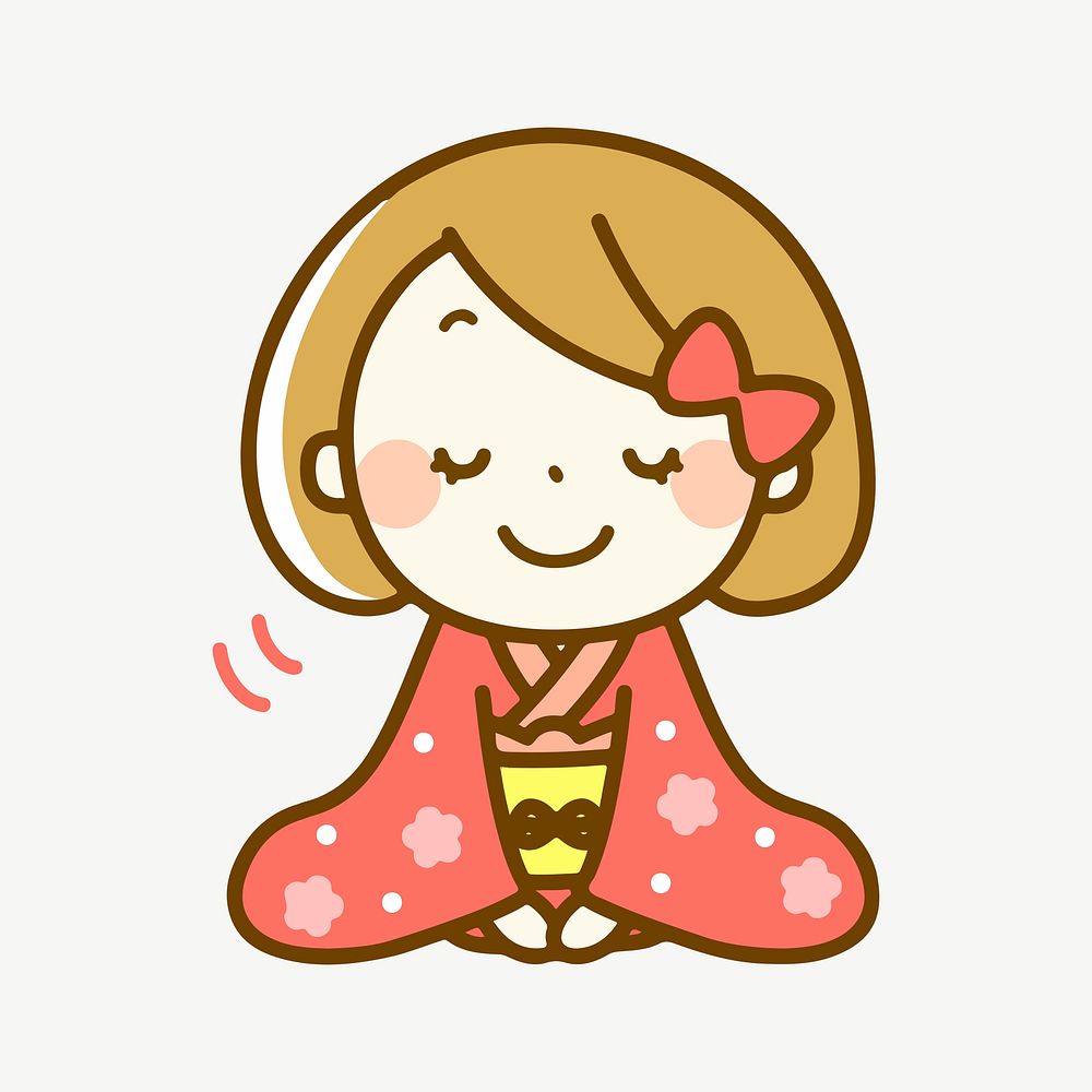 Japanese woman bowing clipart illustration | Free PSD - rawpixel