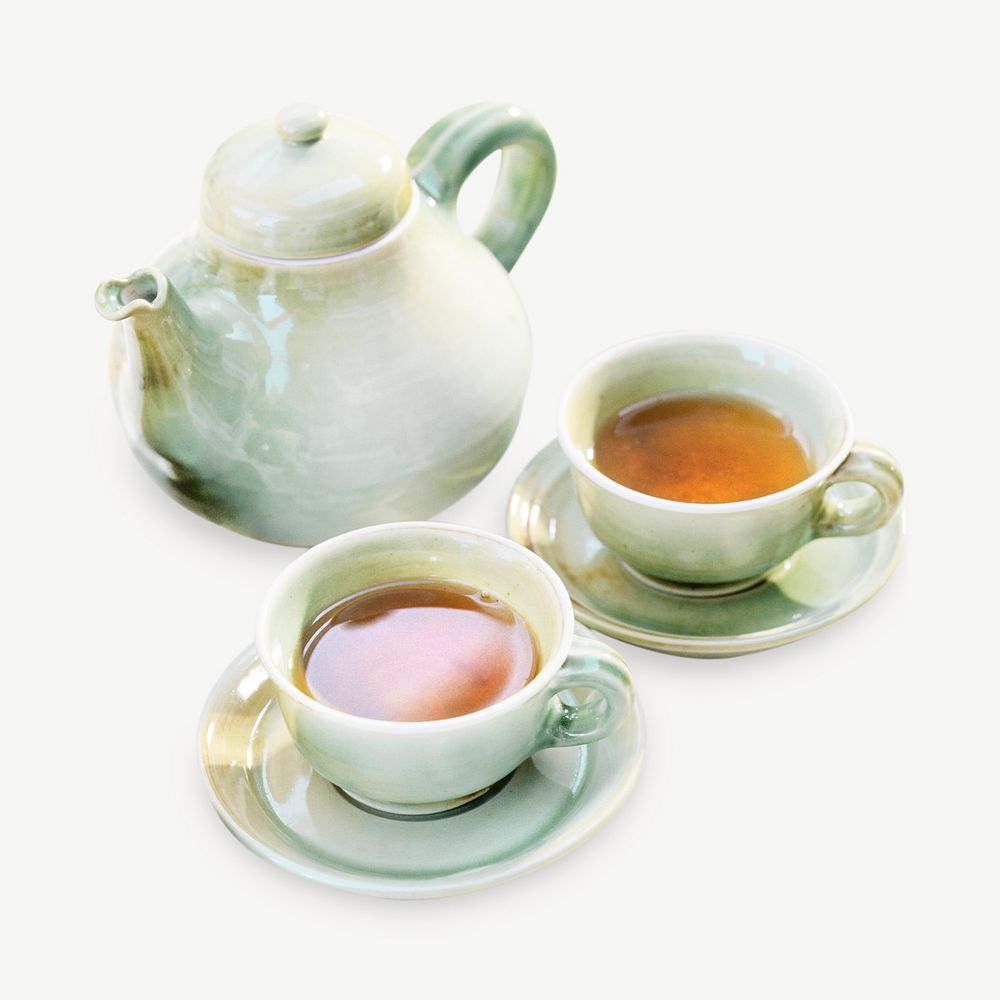 Teapot set collage element psd | Premium PSD - rawpixel