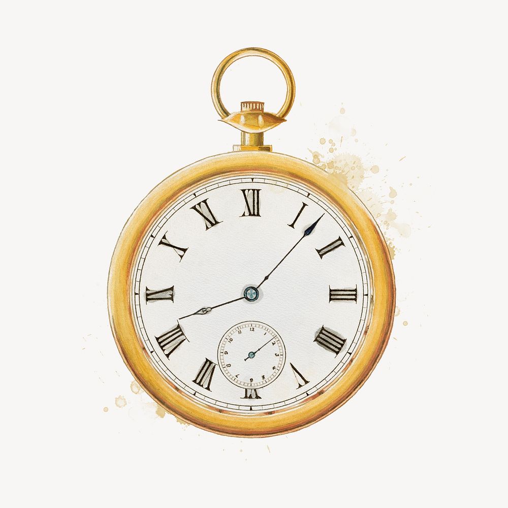 Watercolor pocket watch collage element. | Premium Photo - rawpixel