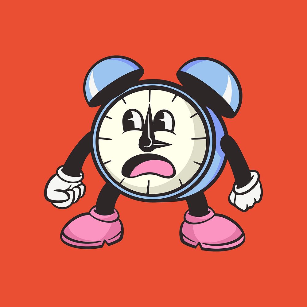 Clock character, colorful retro illustration | Premium PSD - rawpixel