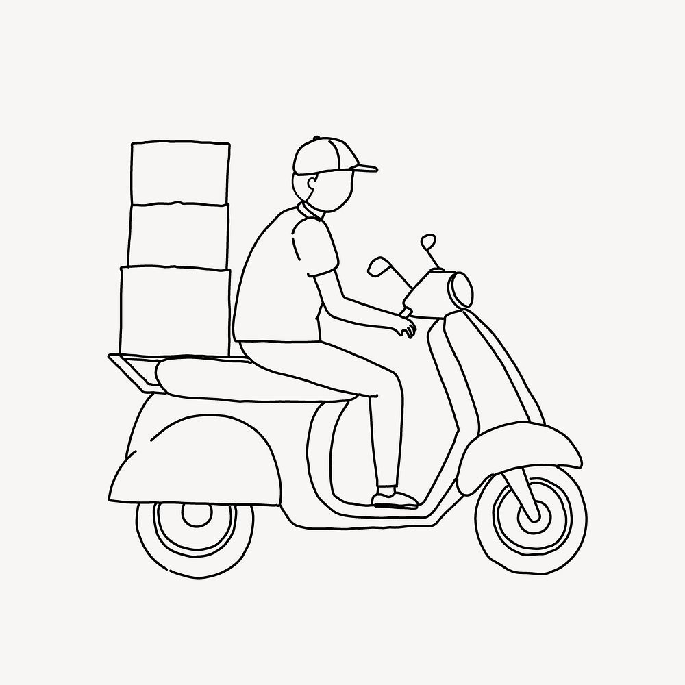 Delivery line art illustration | Free Photo - rawpixel