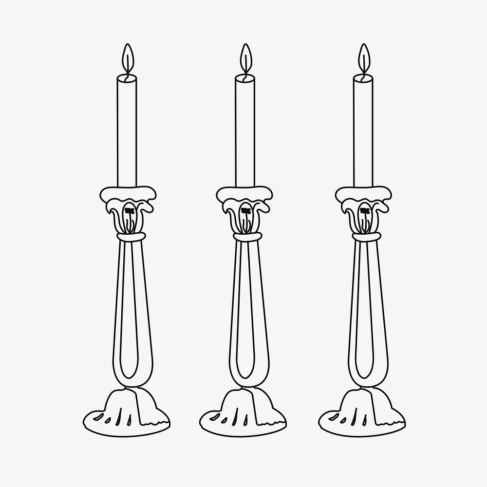 Lit candle decoration line art | Free Photo - rawpixel