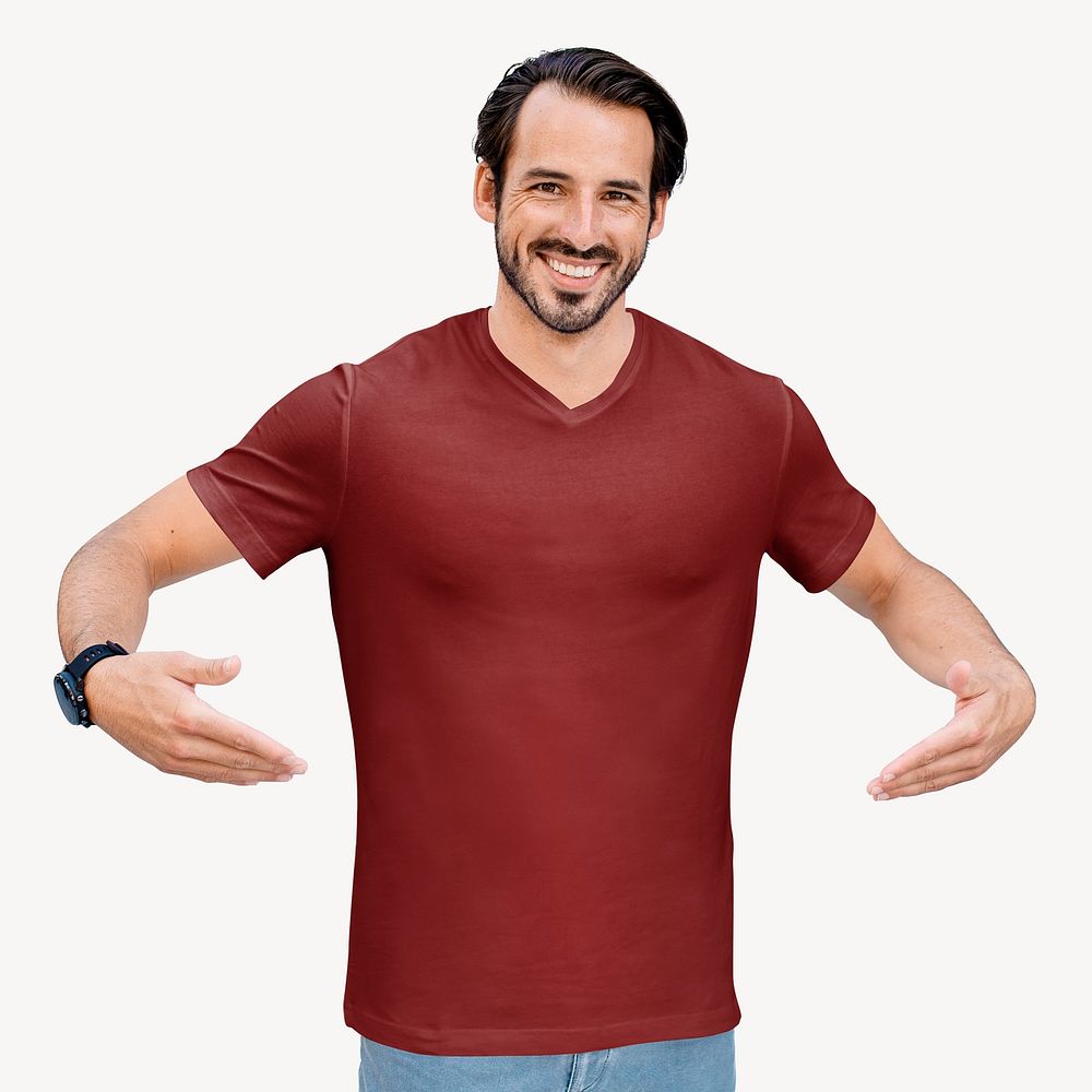 Man red t-shirt isolated design | Free Photo - rawpixel