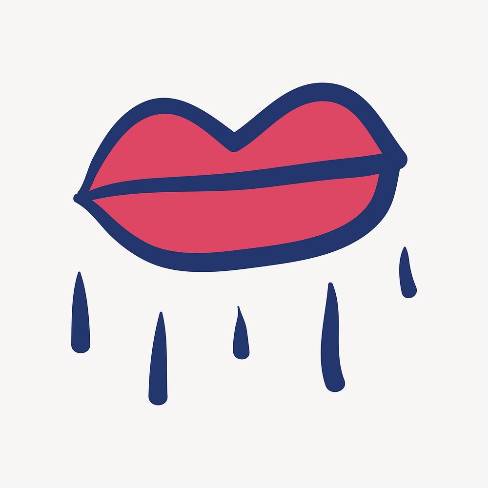 Cute red lips, face element | Free Vector - rawpixel