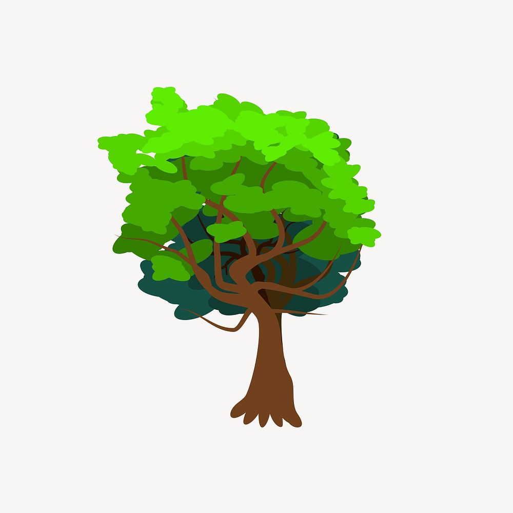 Green tree cartoon collage element | Free Vector - rawpixel