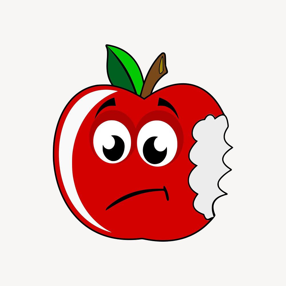 Half bitten red apple cartoon | Free Vector - rawpixel