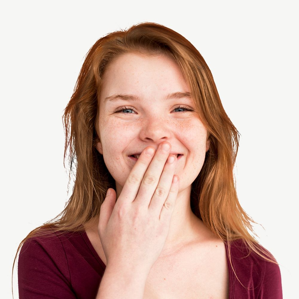 Young shy girl giggle collage | Premium PSD - rawpixel