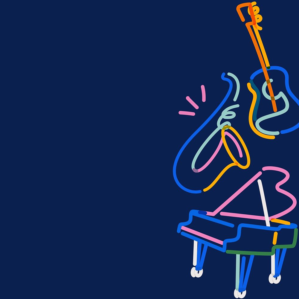 Neon music instruments doodle border | Free Photo - rawpixel