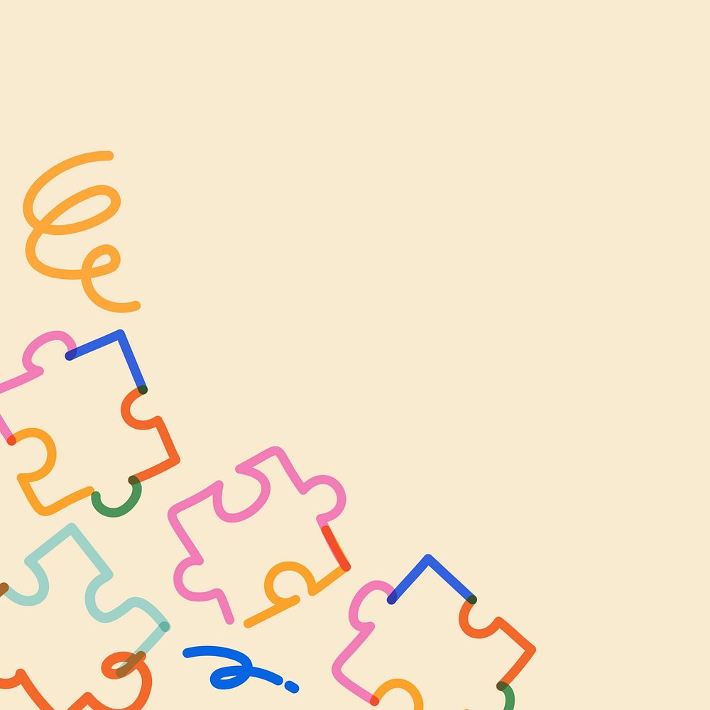 Puzzle doodle border on yellow | Free Photo - rawpixel