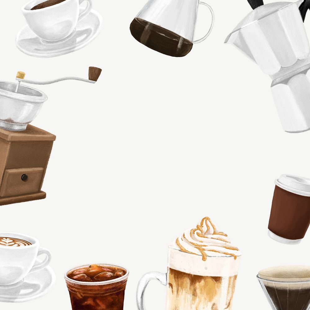 White coffee frame aesthetic illustration | Premium PSD - rawpixel