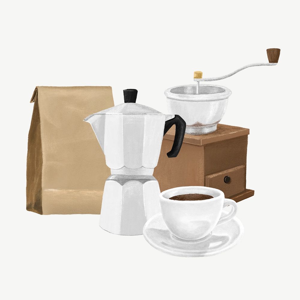 Moka coffee, aesthetic design element | Premium PSD Illustration - rawpixel