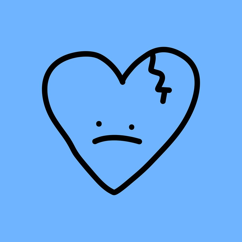 Blue broken heart graphic element | Premium Vector - rawpixel
