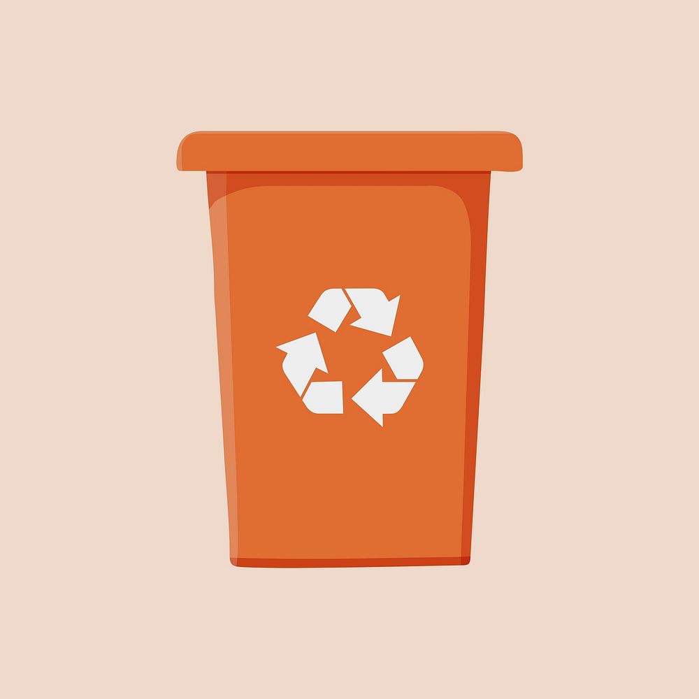 Orange recycle bin, environment illustration | Premium PSD - rawpixel