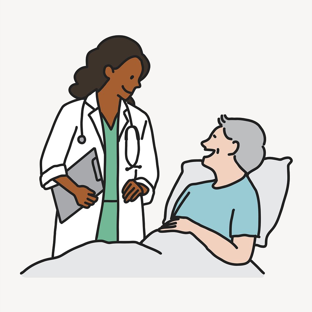 Doctor visiting patient hospital illustration | Free Photo - rawpixel
