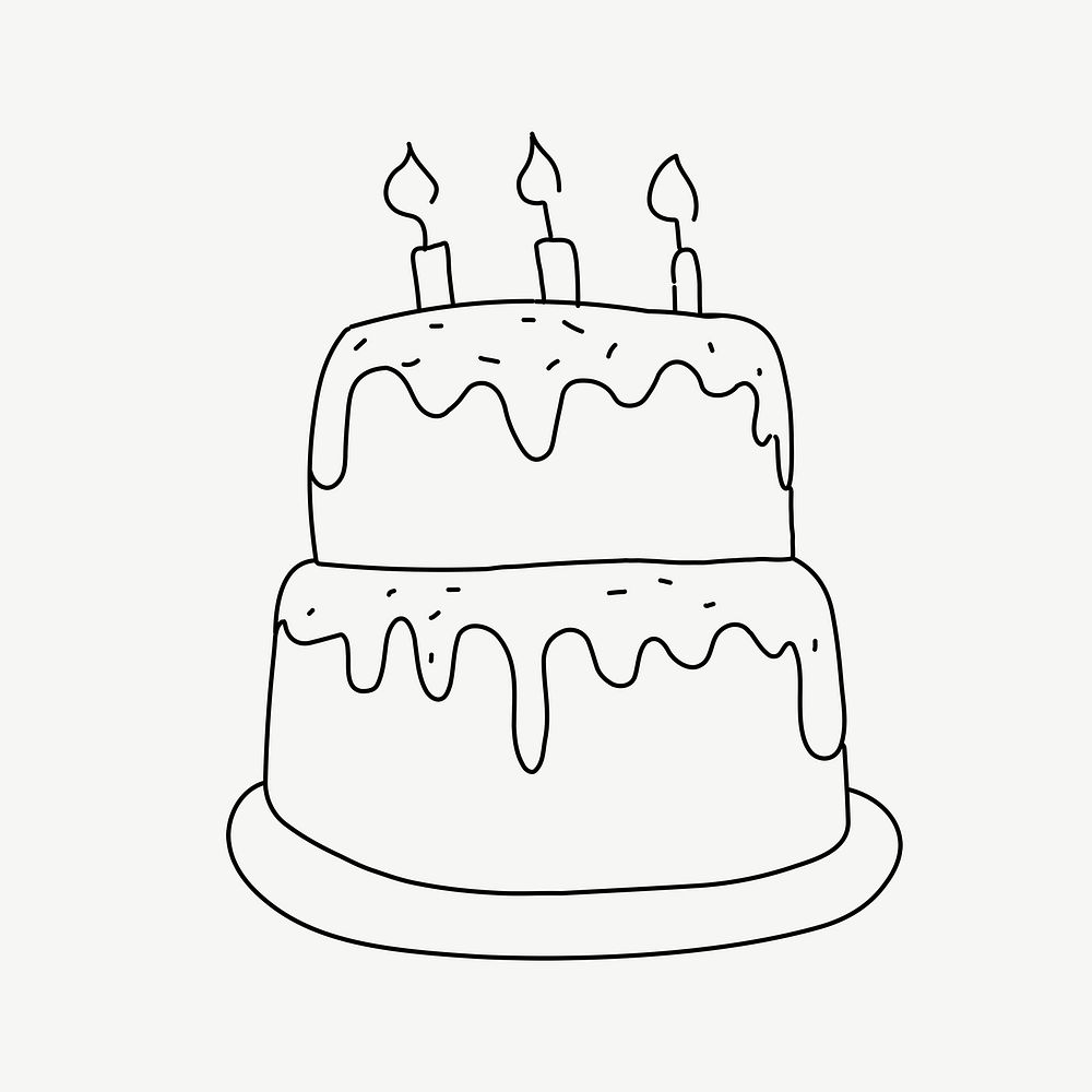 Birthday cake line art psd | Premium PSD - rawpixel