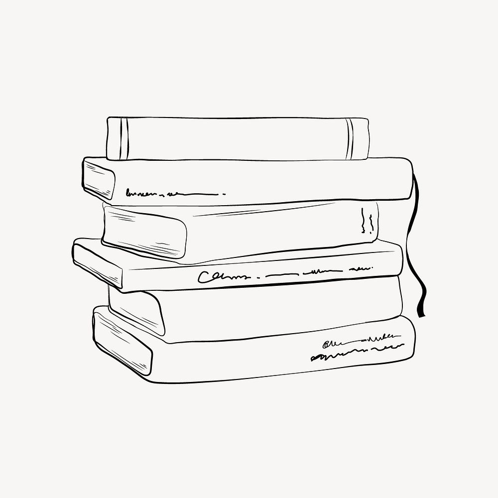 Book stack line art illustration | Free Photo - rawpixel
