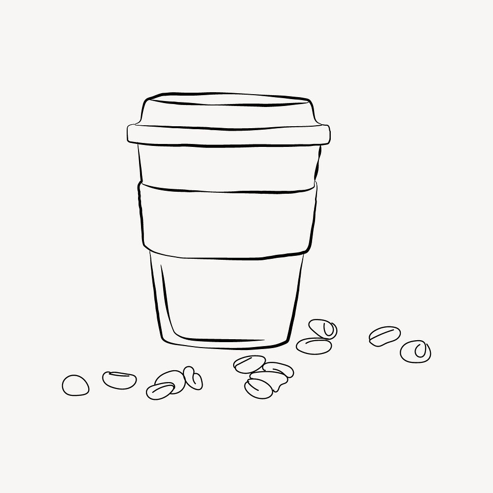 Coffee cup line art illustration | Free Photo - rawpixel