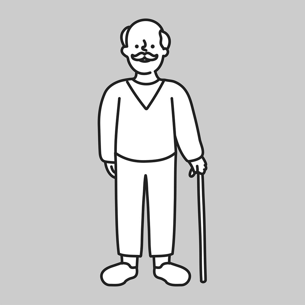 Senior man line art illustration | Free Photo - rawpixel