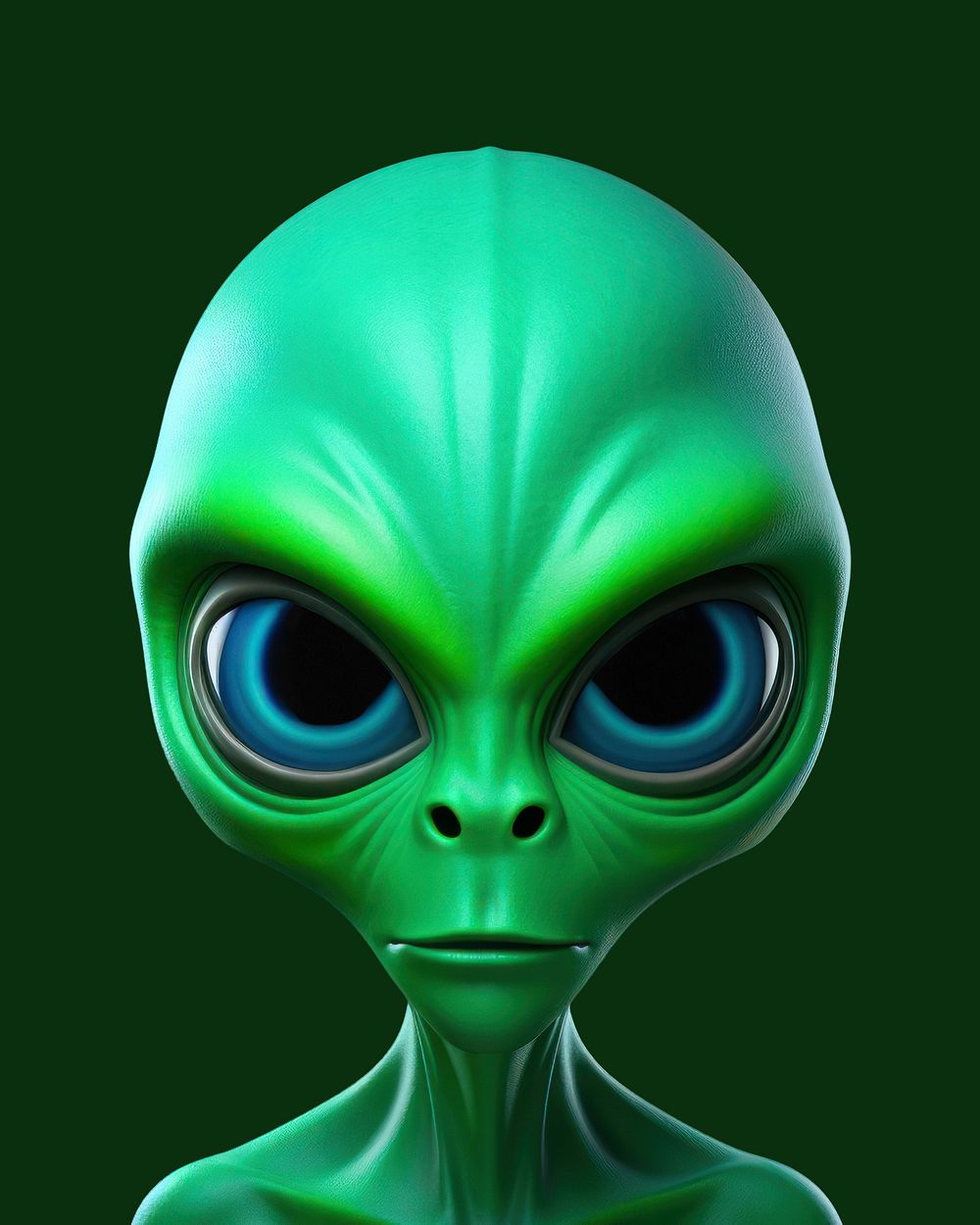 Green alien with large eyes | Free Photo - rawpixel