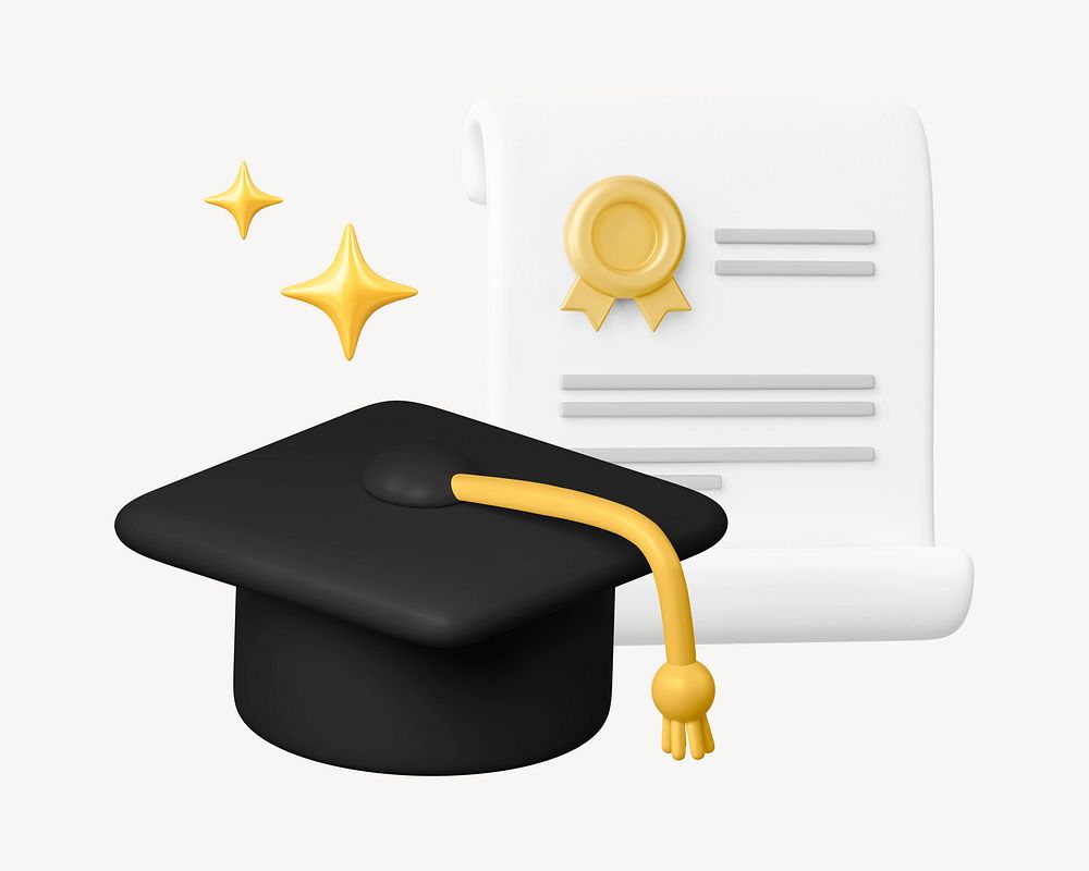 3D graduation, element illustration | Free Photo Illustration - rawpixel