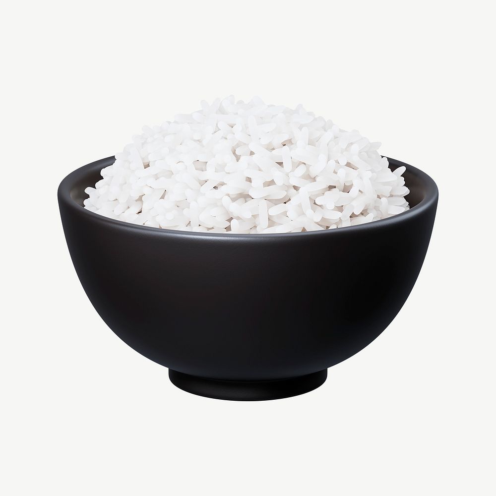 3D rice bowl, collage element | Premium PSD - rawpixel
