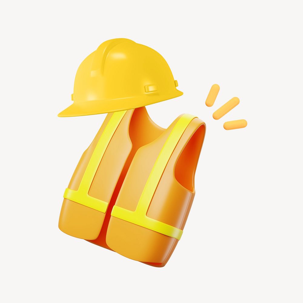 3D safety vest helmet, element | Free Photo Illustration - rawpixel