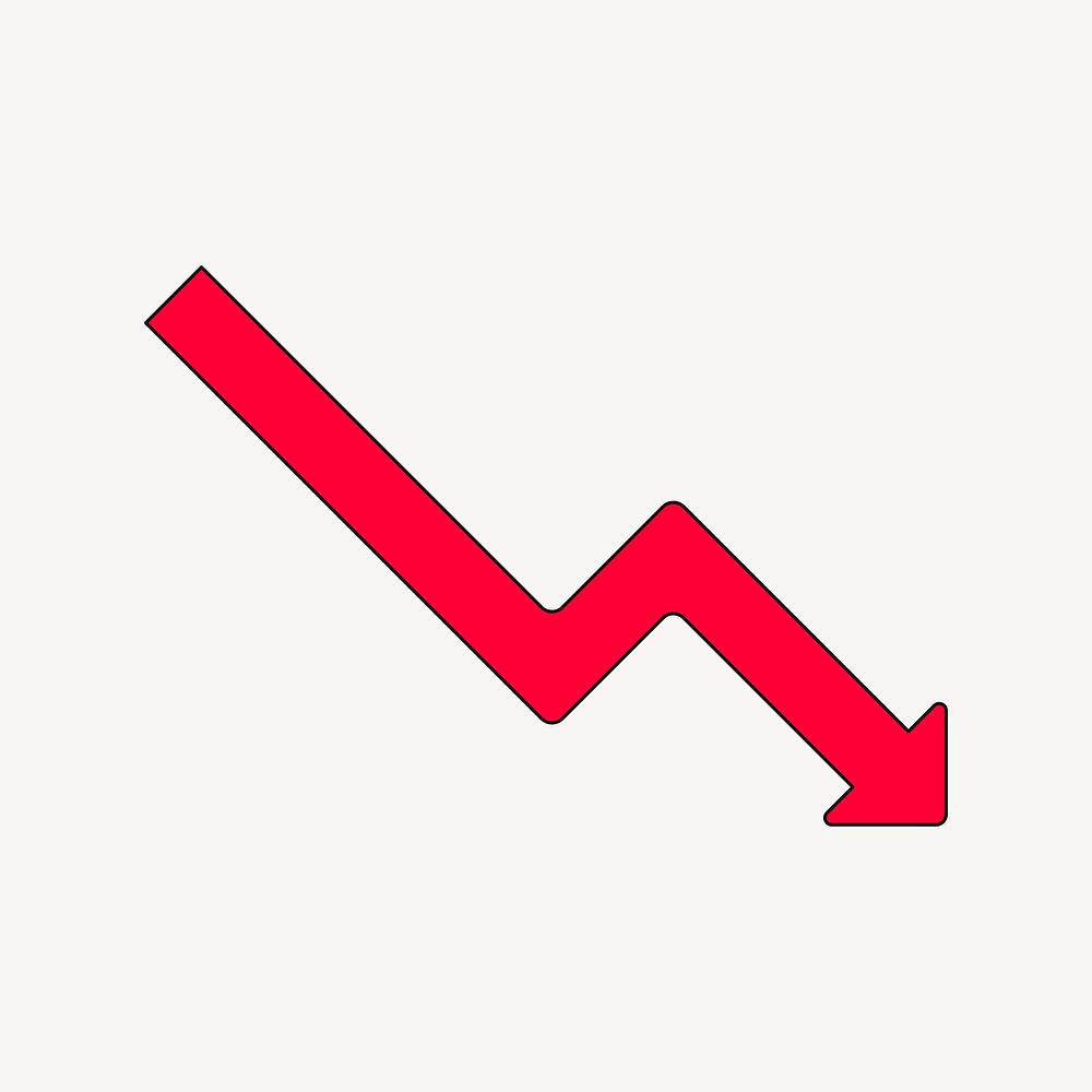 Red downward arrow, flat business | Premium Vector - rawpixel