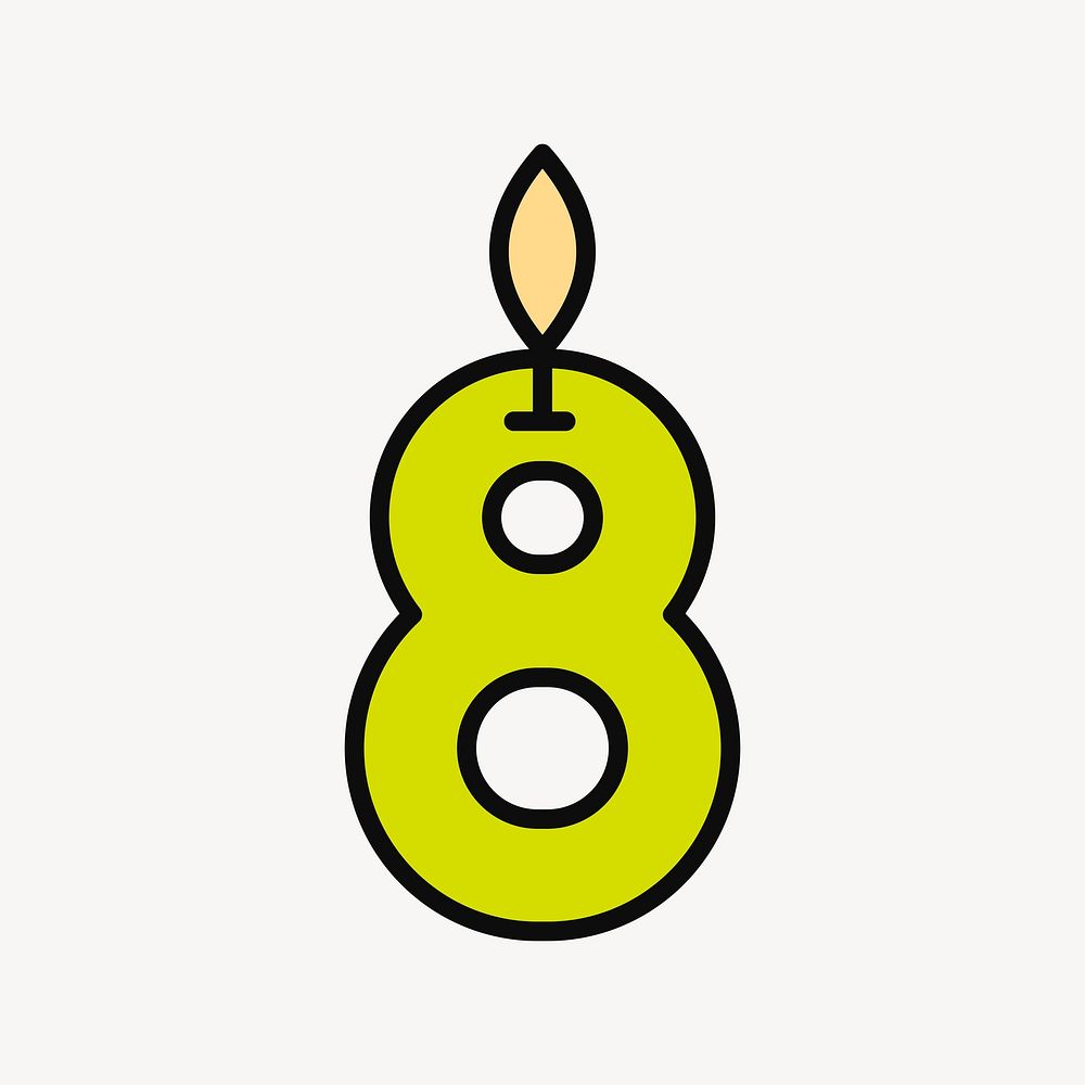Lit number eight birthday candle | Premium Vector - rawpixel